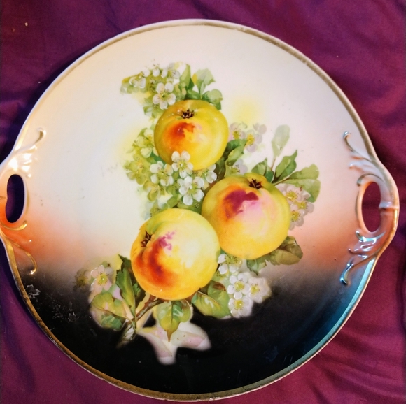 Antique | Wall Decor | Antique Handpainted Golden Apples Plate | Poshmark